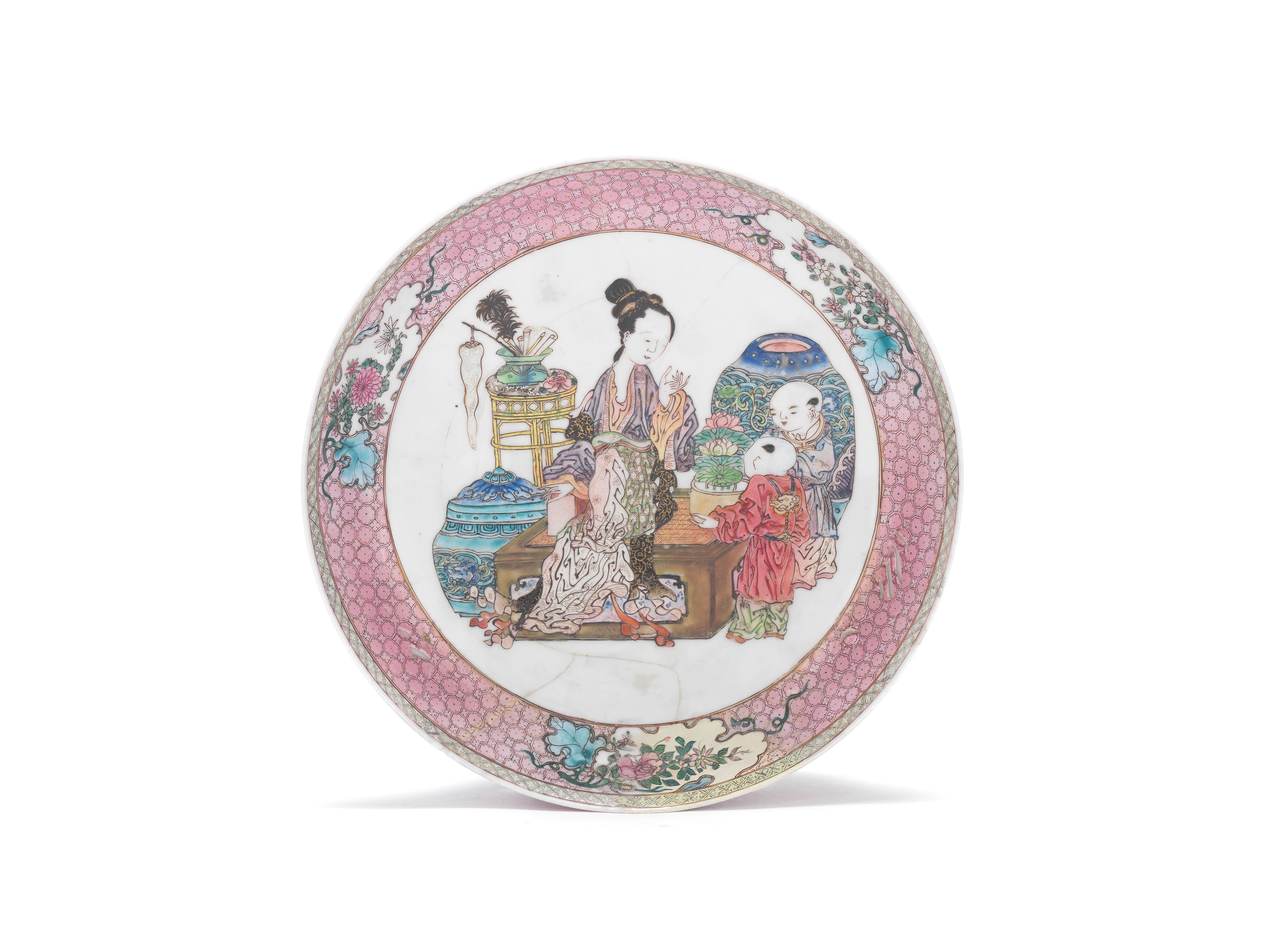 Bonhams : A famille rose ruby-back dish Yongzheng