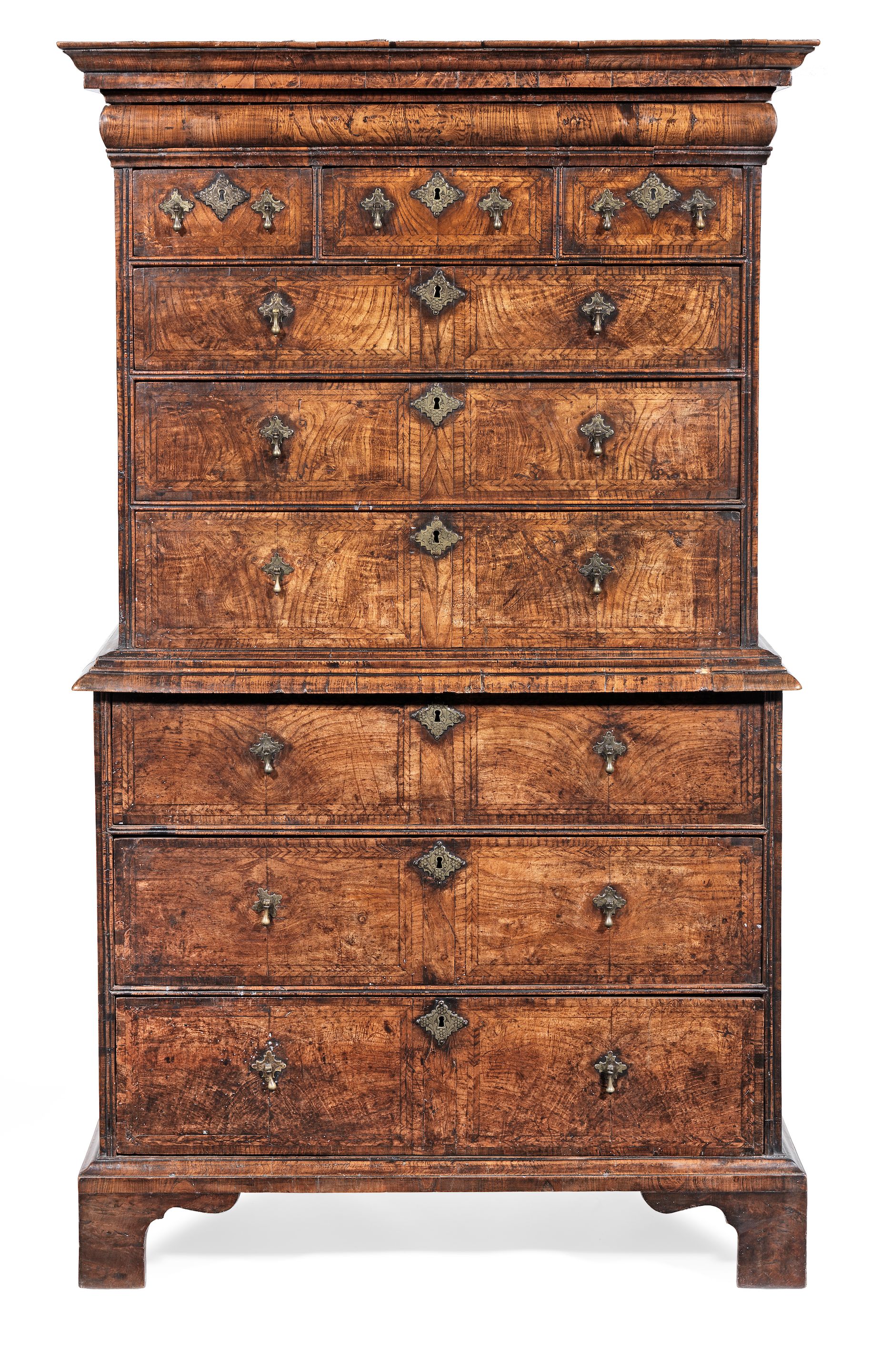 Bonhams : An impressive George I figured elm, ash and walnut chest-on ...