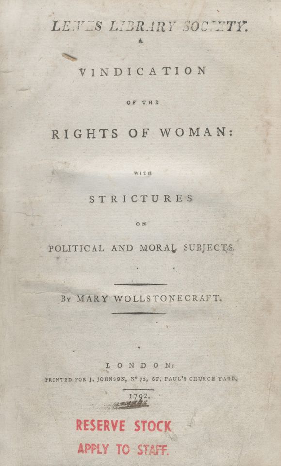 Bonhams : WOLLSTONECRAFT (MARY) A Vindication of the Rights of Woman ...
