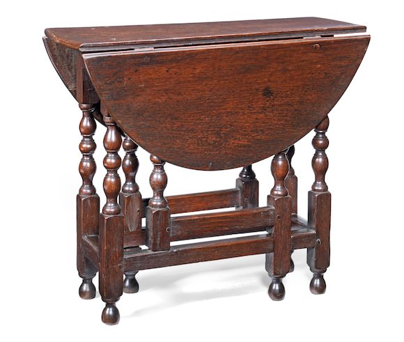 Bonhams : A William & Mary joined oak gateleg occasional table, circa 1690
