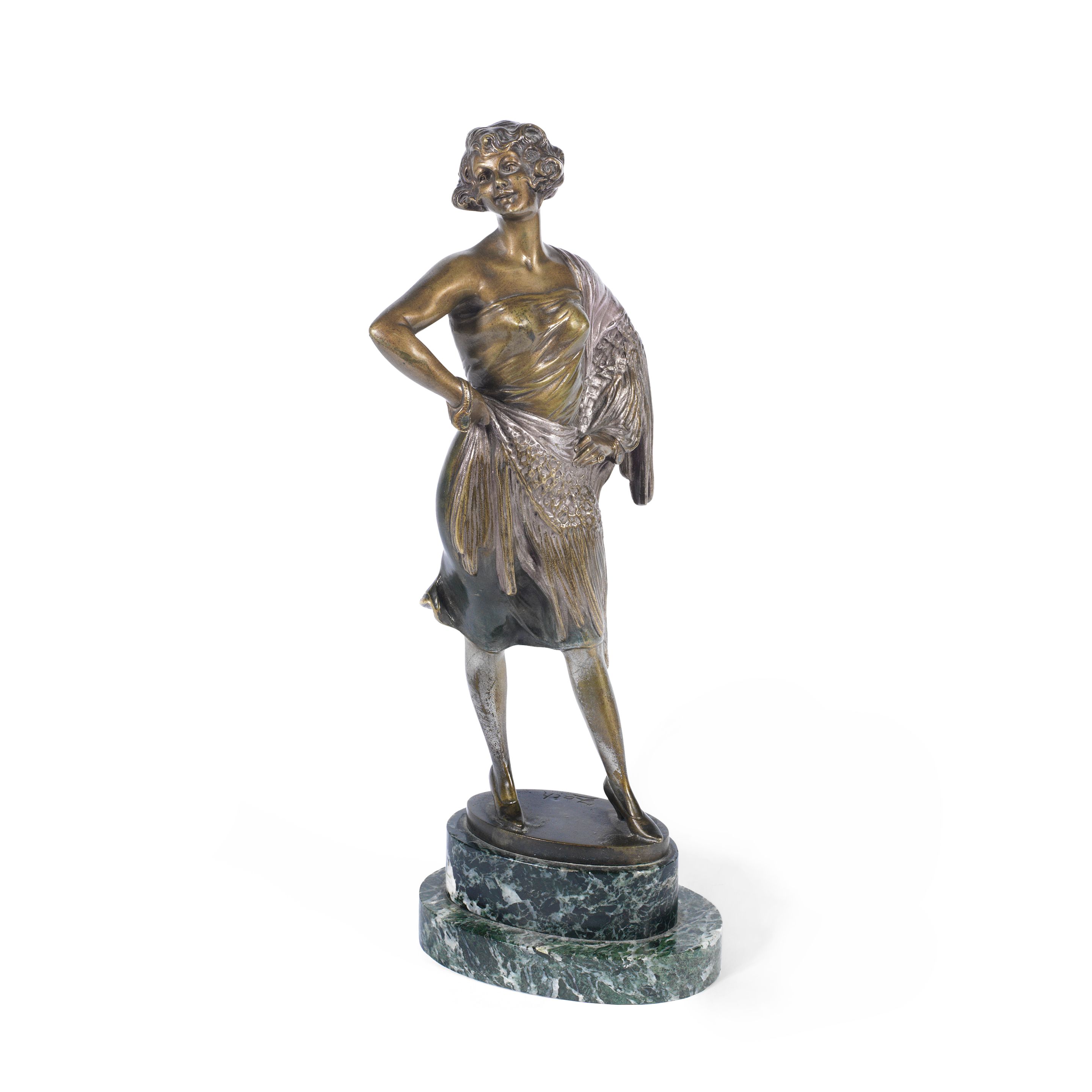 Bonhams : A Patinated and Cold-Painted Bronze Figure of a Female ...