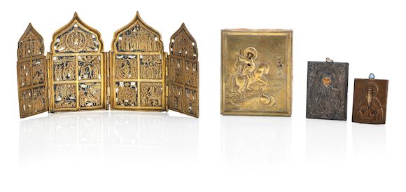 Bonhams : A group of four 19th/20th century icons (4)