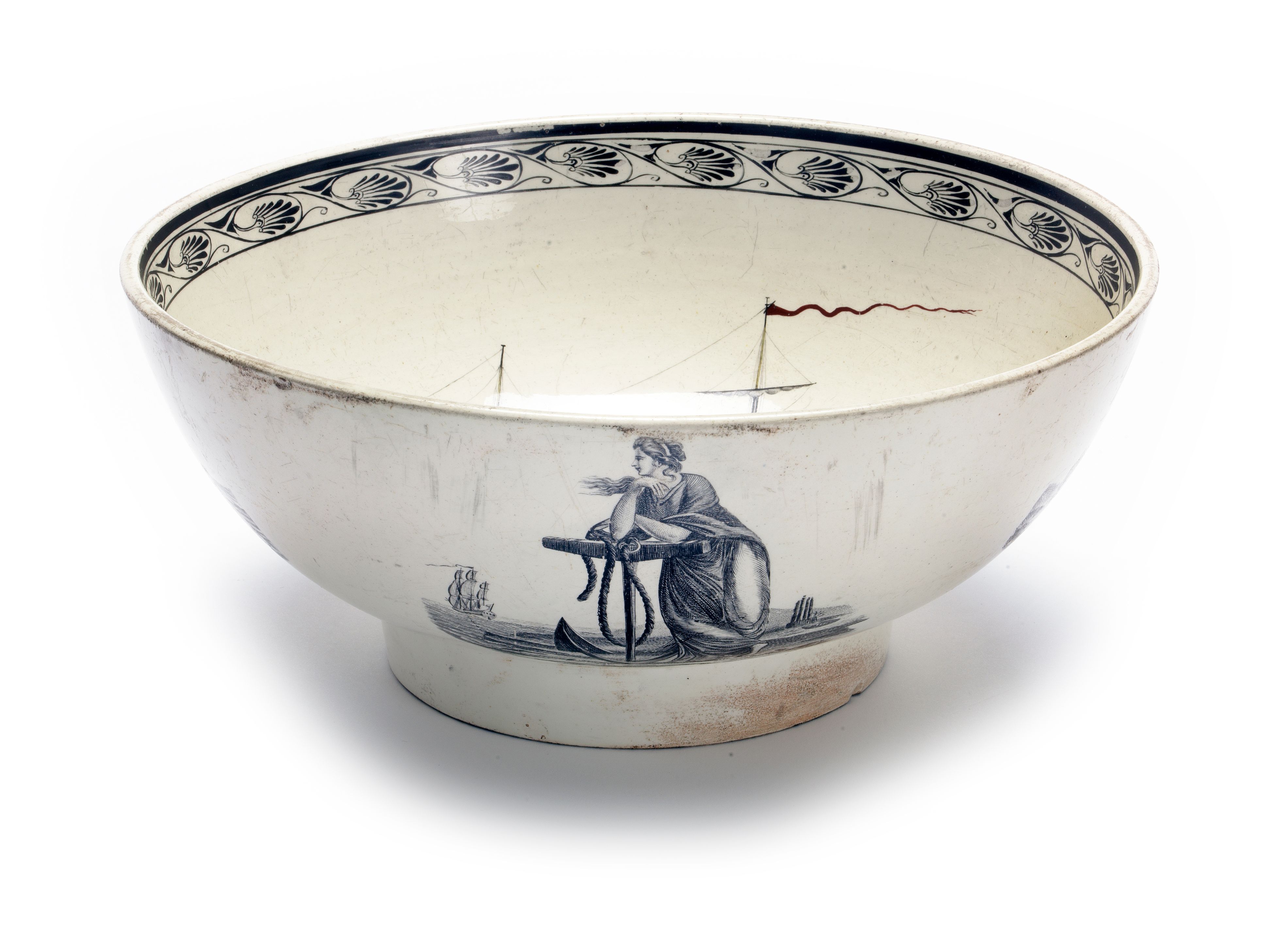 Bonhams : A Liverpool creamware ship bowl Late 18th Century