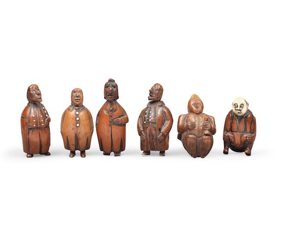 Bonhams : A collection of six first half of the 19th century carved ...