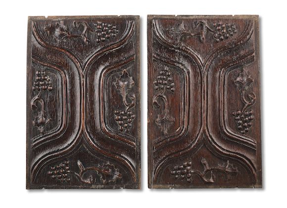Bonhams : A pair of Henry VIII carved oak panels, of 'parchemin' type ...