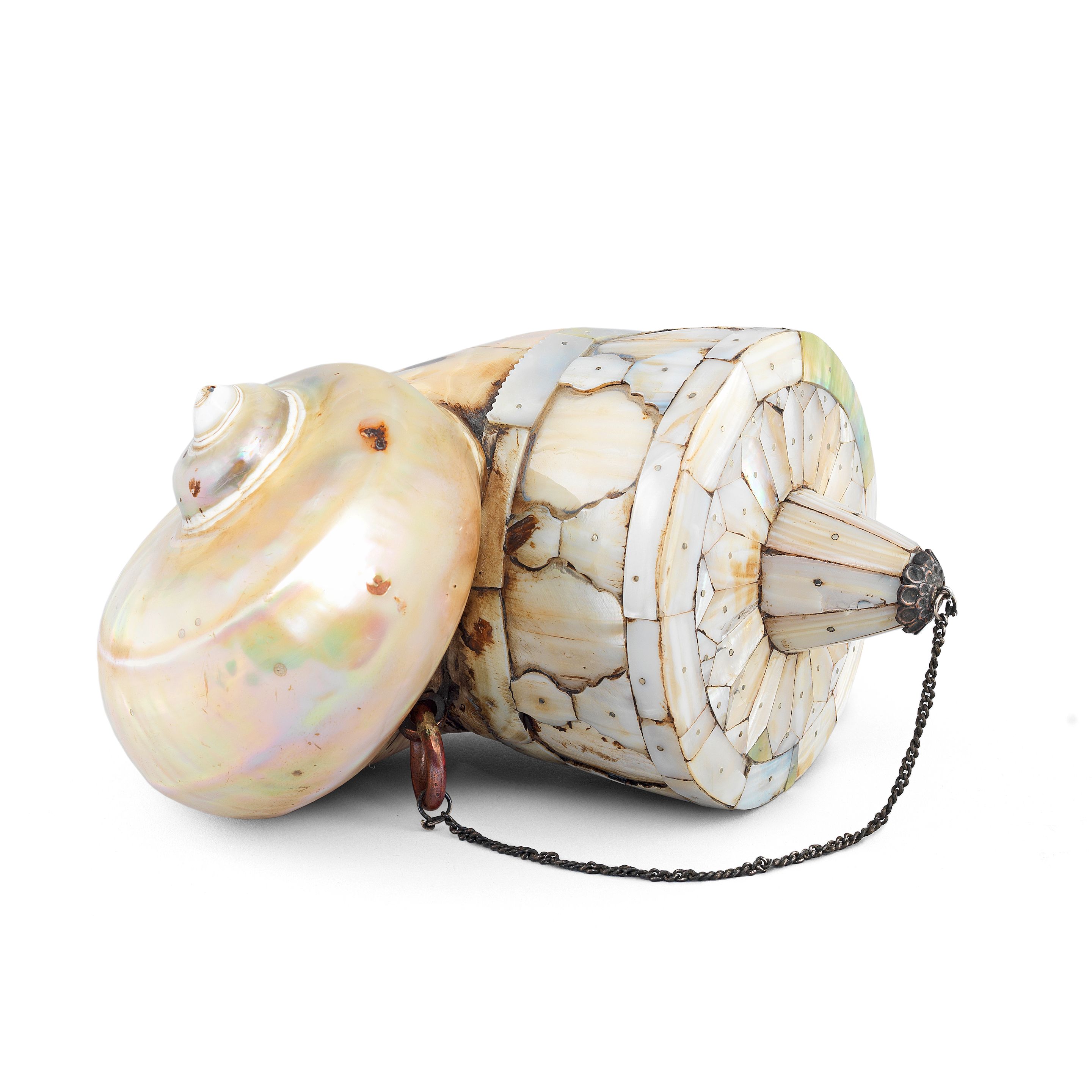 Bonhams : An Indo-Portuguese Mother-of-pearl powder flask Gujarat, 17th ...