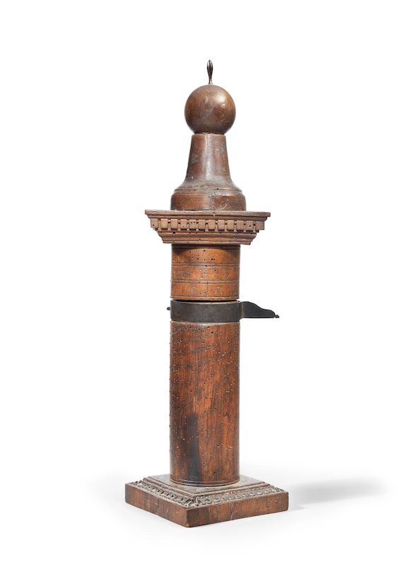 Bonhams : A 17th/18th century carved walnut and iron cylindrical, or ...