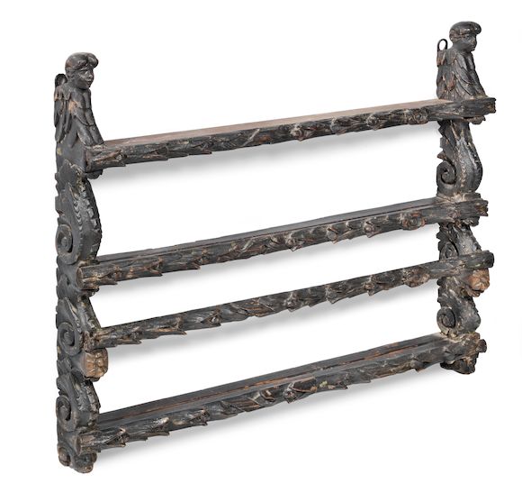 Bonhams : A pine painted delft rack, Dutch Possibly 17th century
