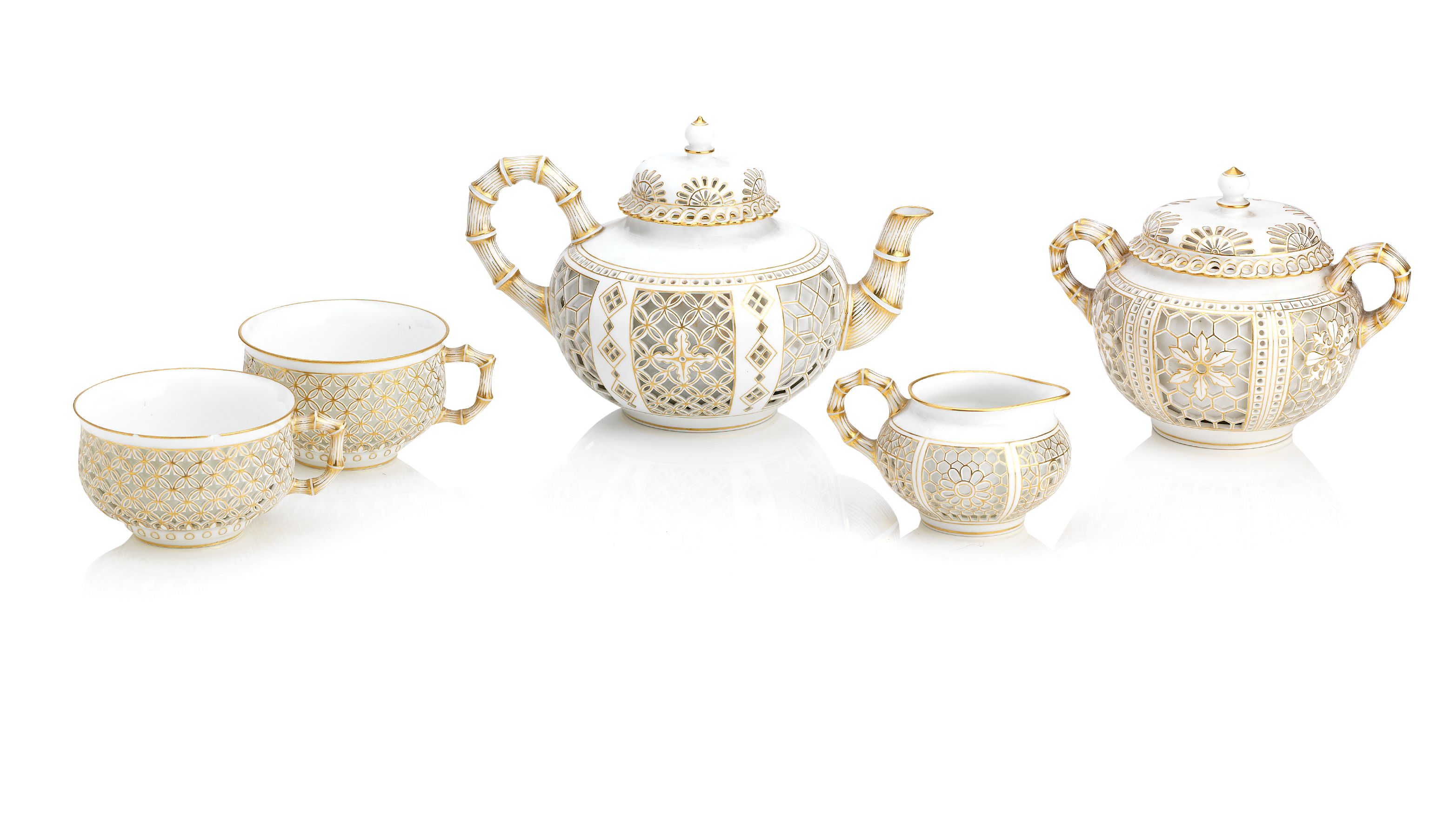 Bonhams : A group of Sèvres reticulated tea wares Circa 1850-67
