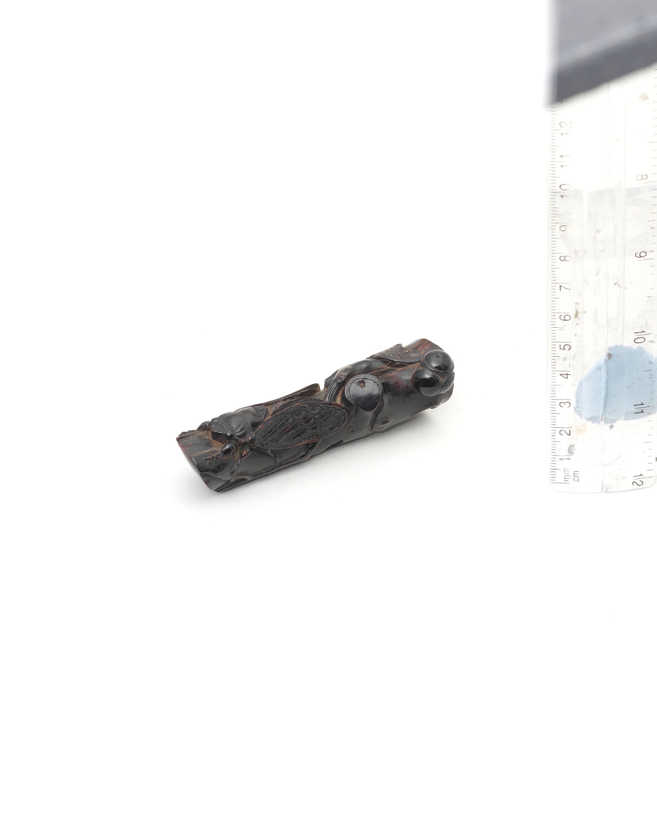 Bonhams : An umimatsu (sea-pine) netsuke of a cicada on an oak branch ...