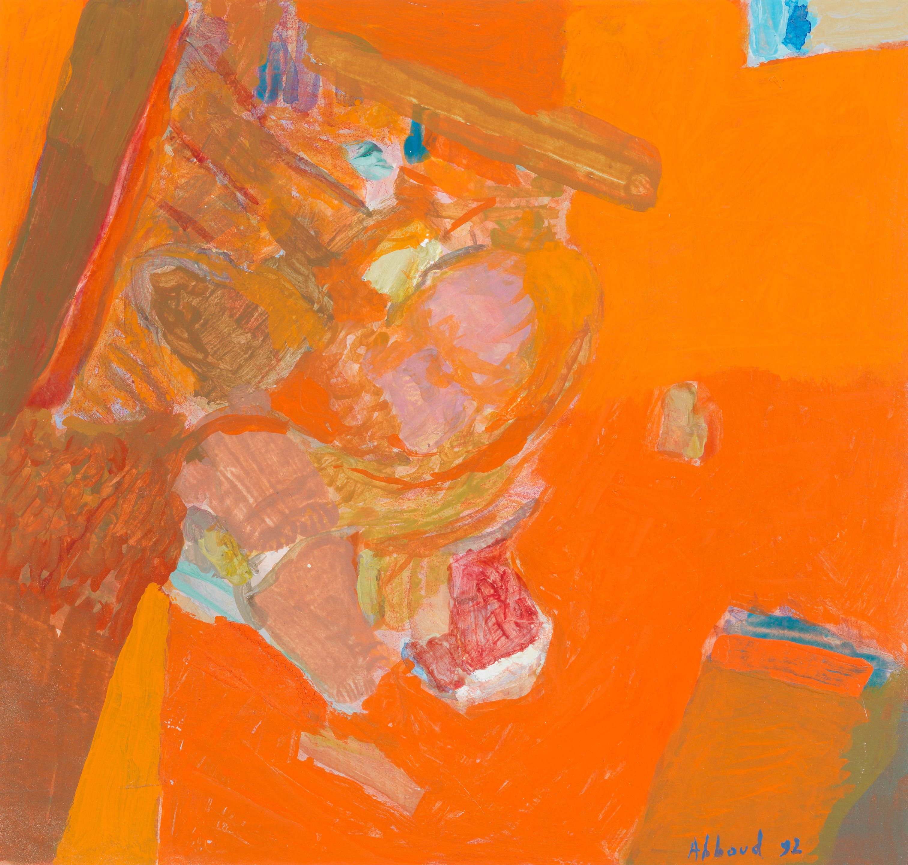 Bonhams : Shafic Abboud (Lebanon, 1926-2004) Abstract Composition in Orange