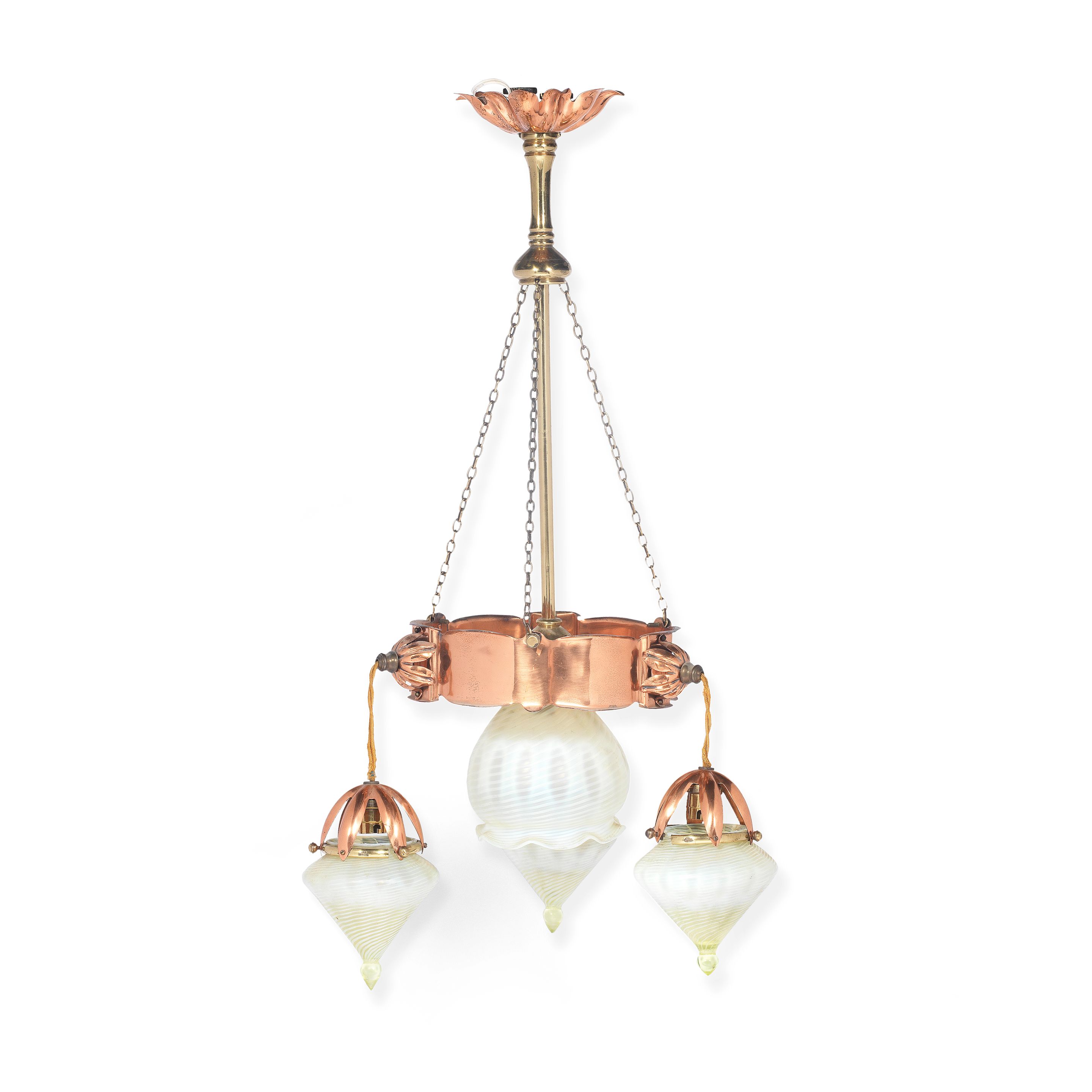 Bonhams : An Arts and Crafts Brass and Copper Chandelier by W.A.S ...