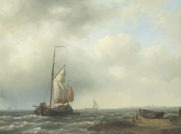 Bonhams : Abraham Hulk (Dutch, 1813-1897) A Dutch galliot off the coast