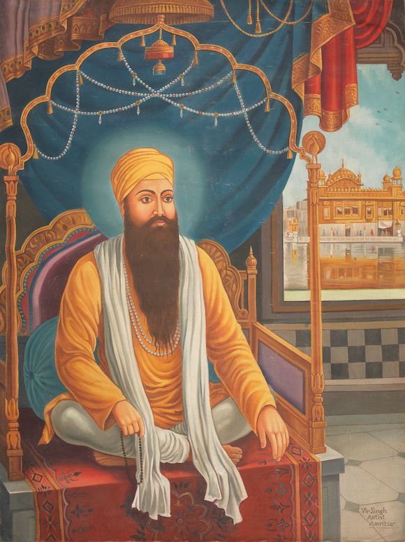 Bonhams : Guru Ram Das (1574-81), the fourth Sikh Guru, seated on a ...
