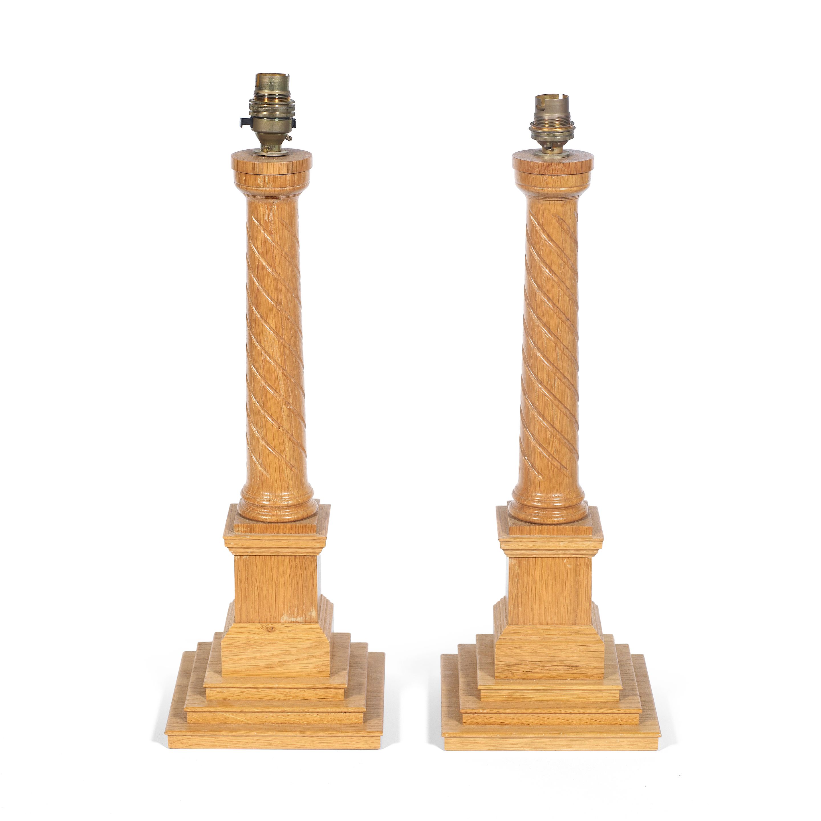 Bonhams : A pair of sycamore doric column table lamps by david linley ...
