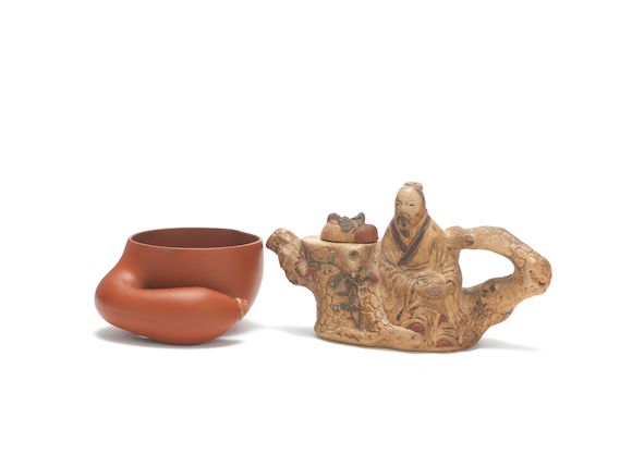 Bonhams : An Yixing 'eggplant' brush washer and an Yixing 'scholar ...