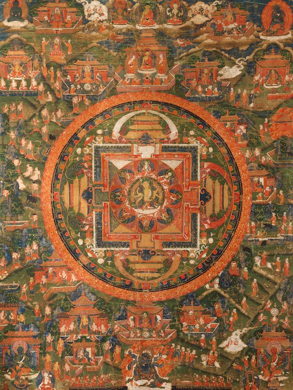 Bonhams : A nine-deity mandala of Ushnishavijaya Tibet or Nepal, 18th ...