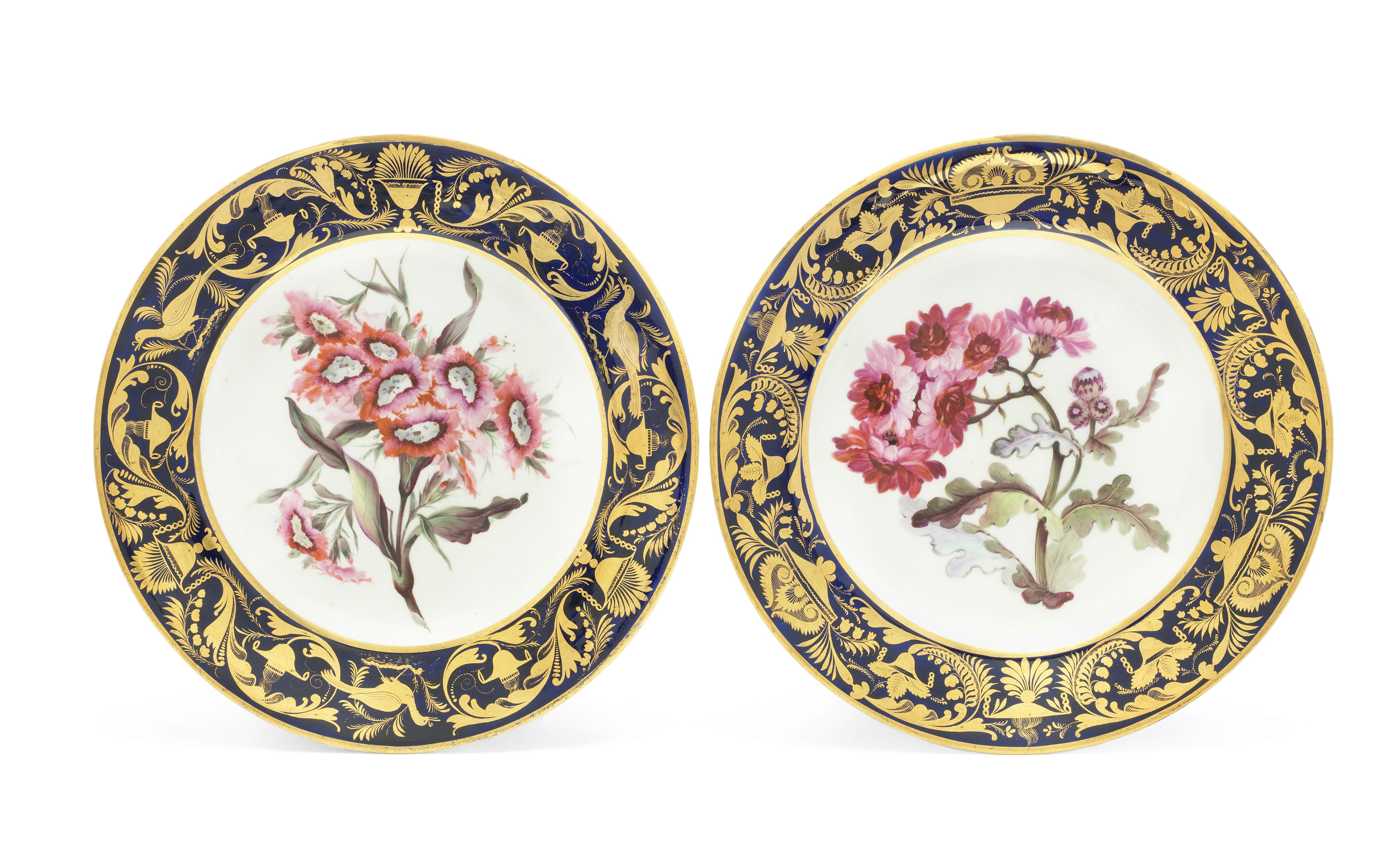 Bonhams : A rare pair of Derby botanical plates by William 'Quaker ...