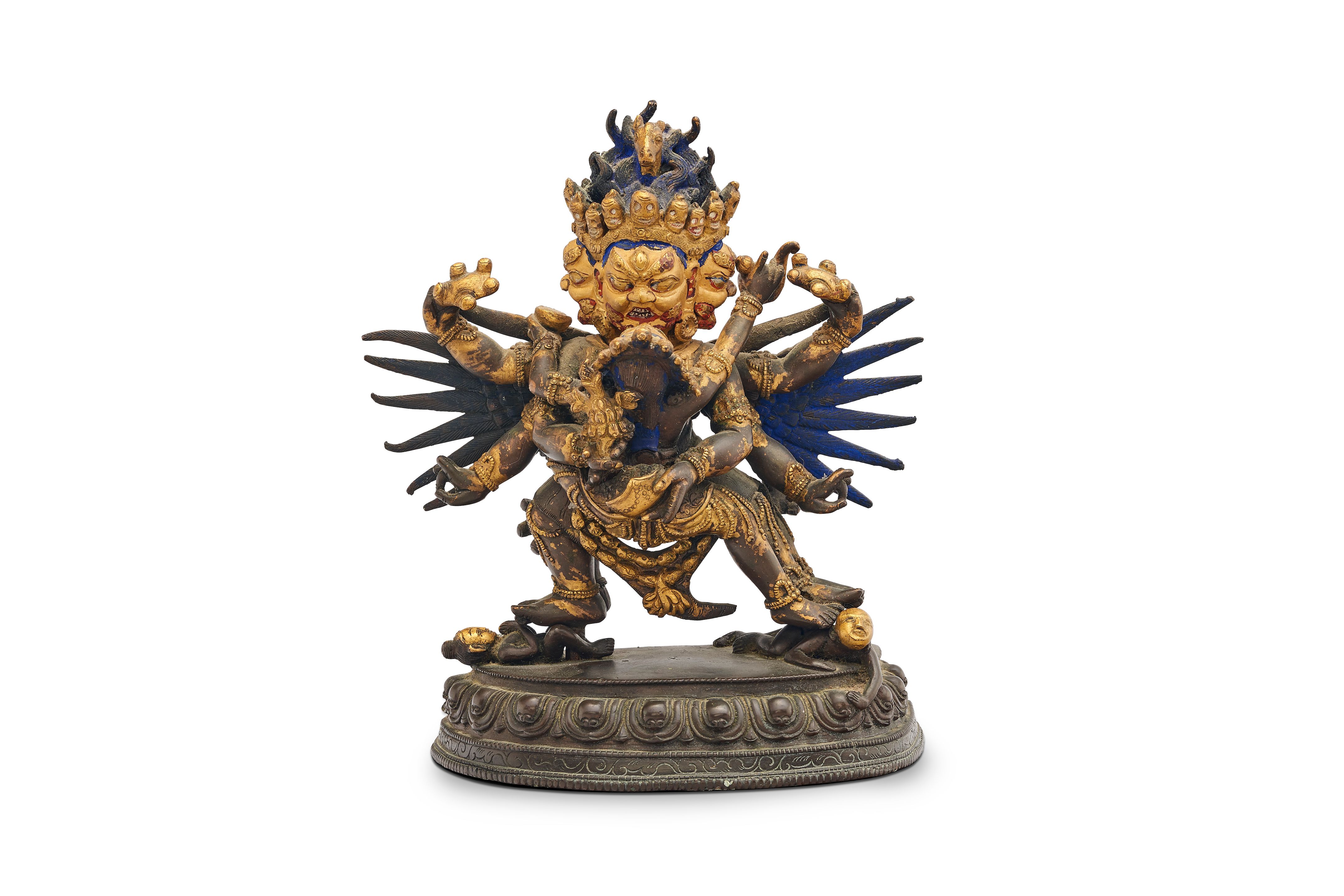 Bonhams : A Tibetan gilt bronze figure of Vajra-Heruka embracing his ...