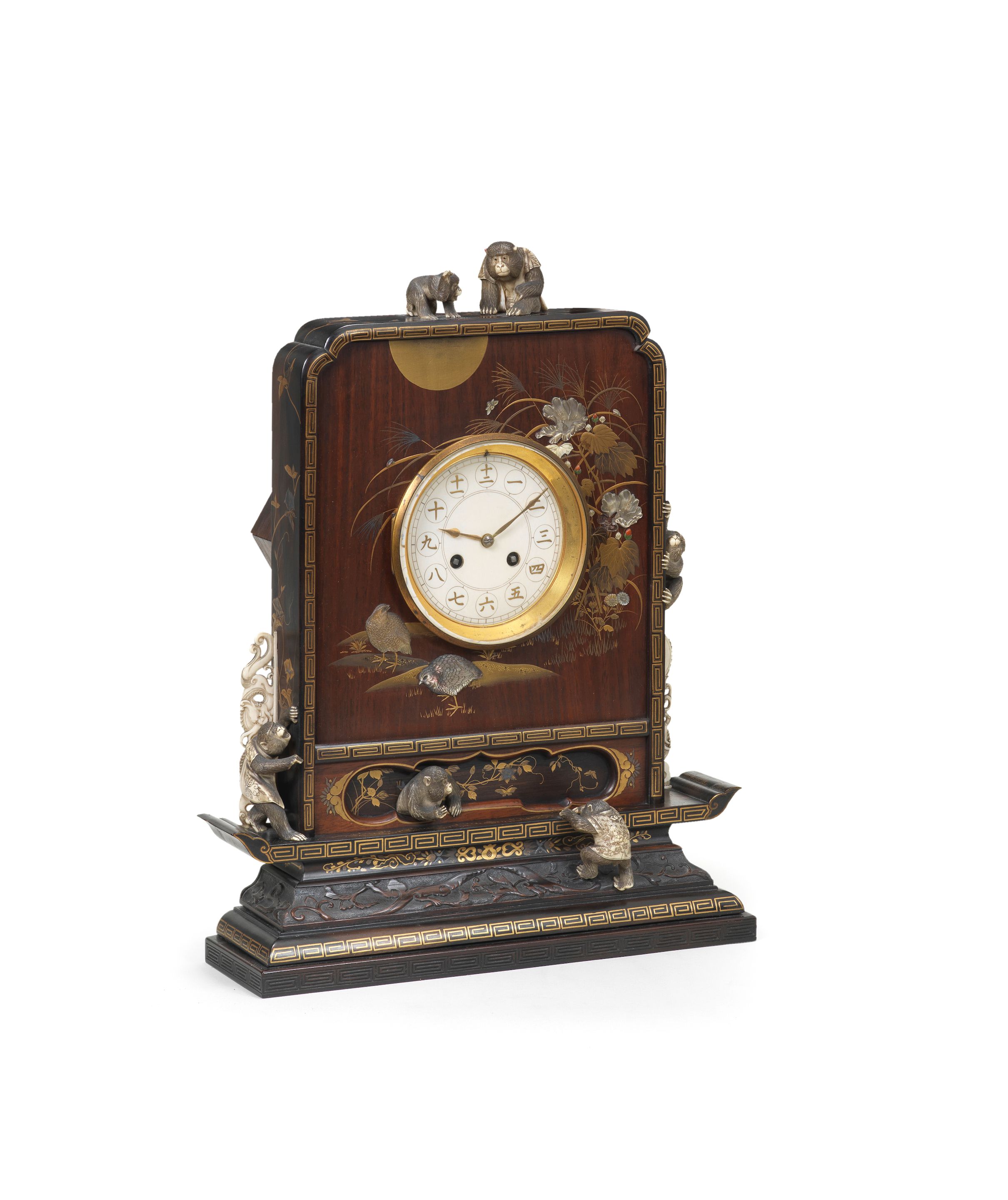 Bonhams : A mantel clock within a Shibyama-inlaid wood frame Meiji era ...