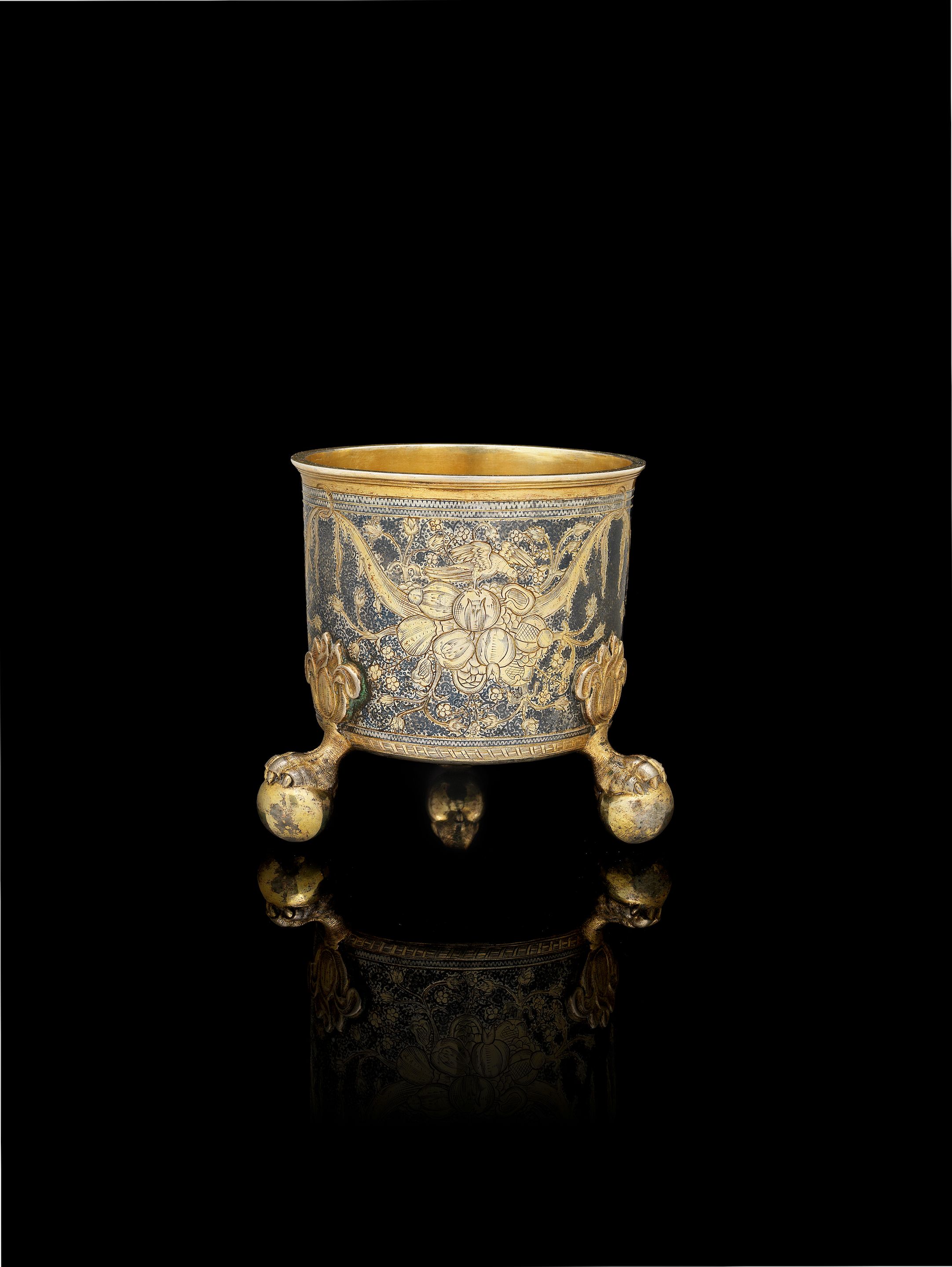 Bonhams : A Russian parcel-gilt silver and niello cup Russia, late 17th ...