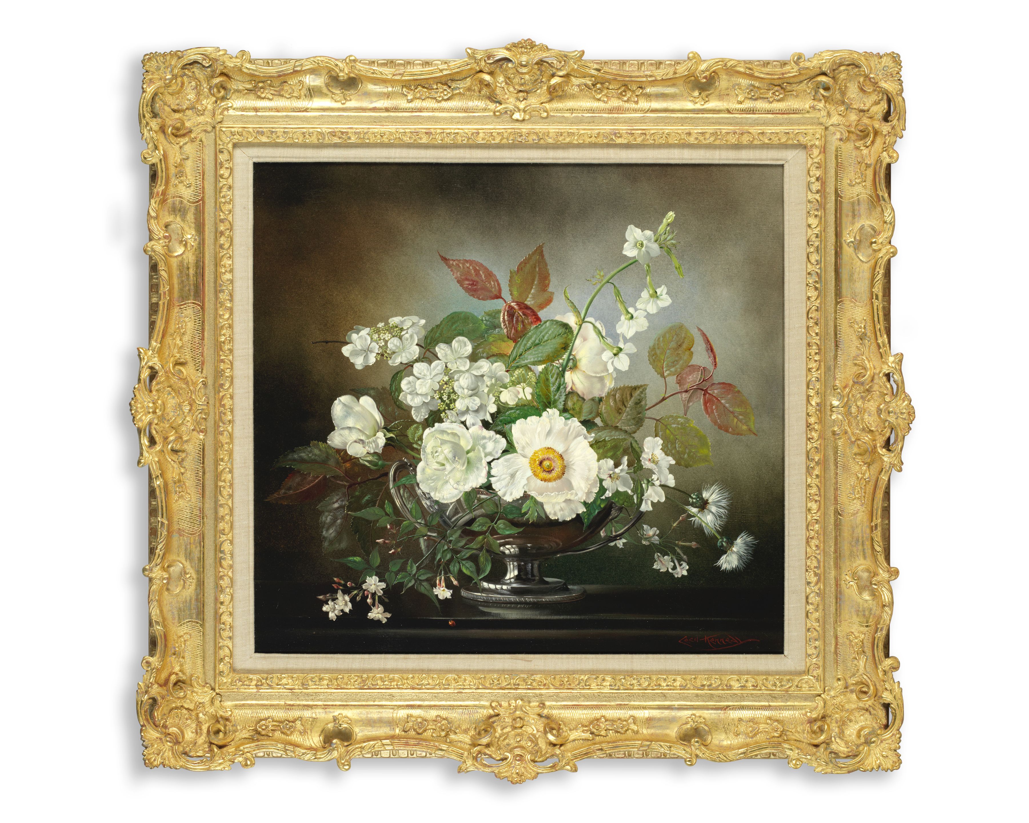 Bonhams : Cecil Kennedy (British, 1905-1997) White summer flowers in a ...