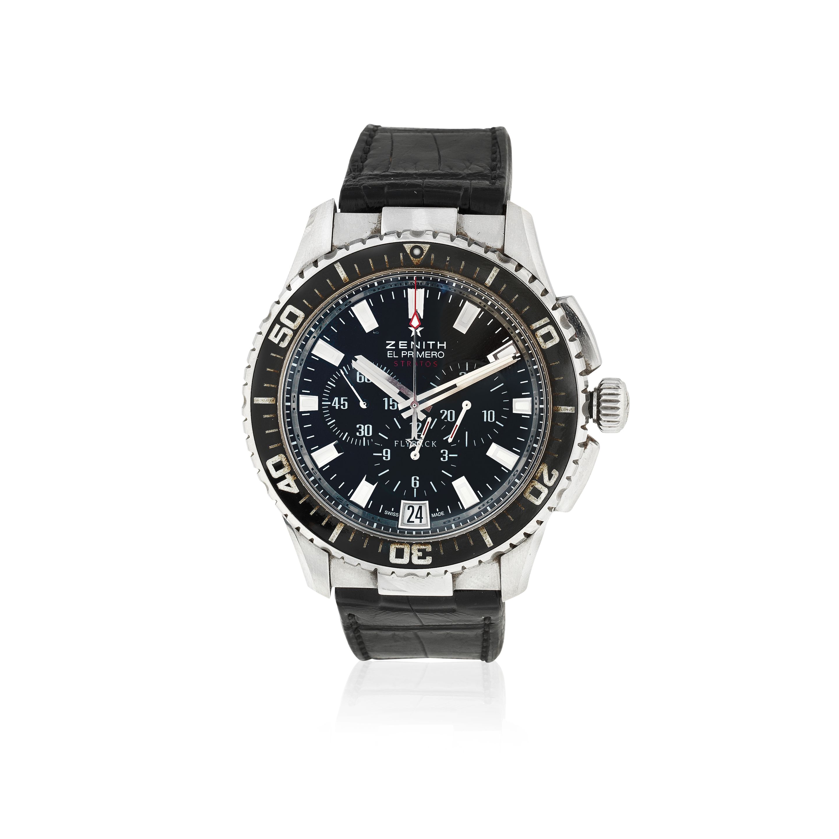 Bonhams : Zenith. A stainless steel automatic calendar flyback ...