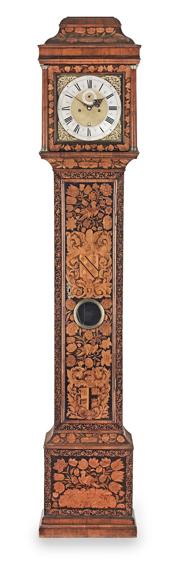 Bonhams : A late 17th century walnut marquetry longcase clock with rare ...