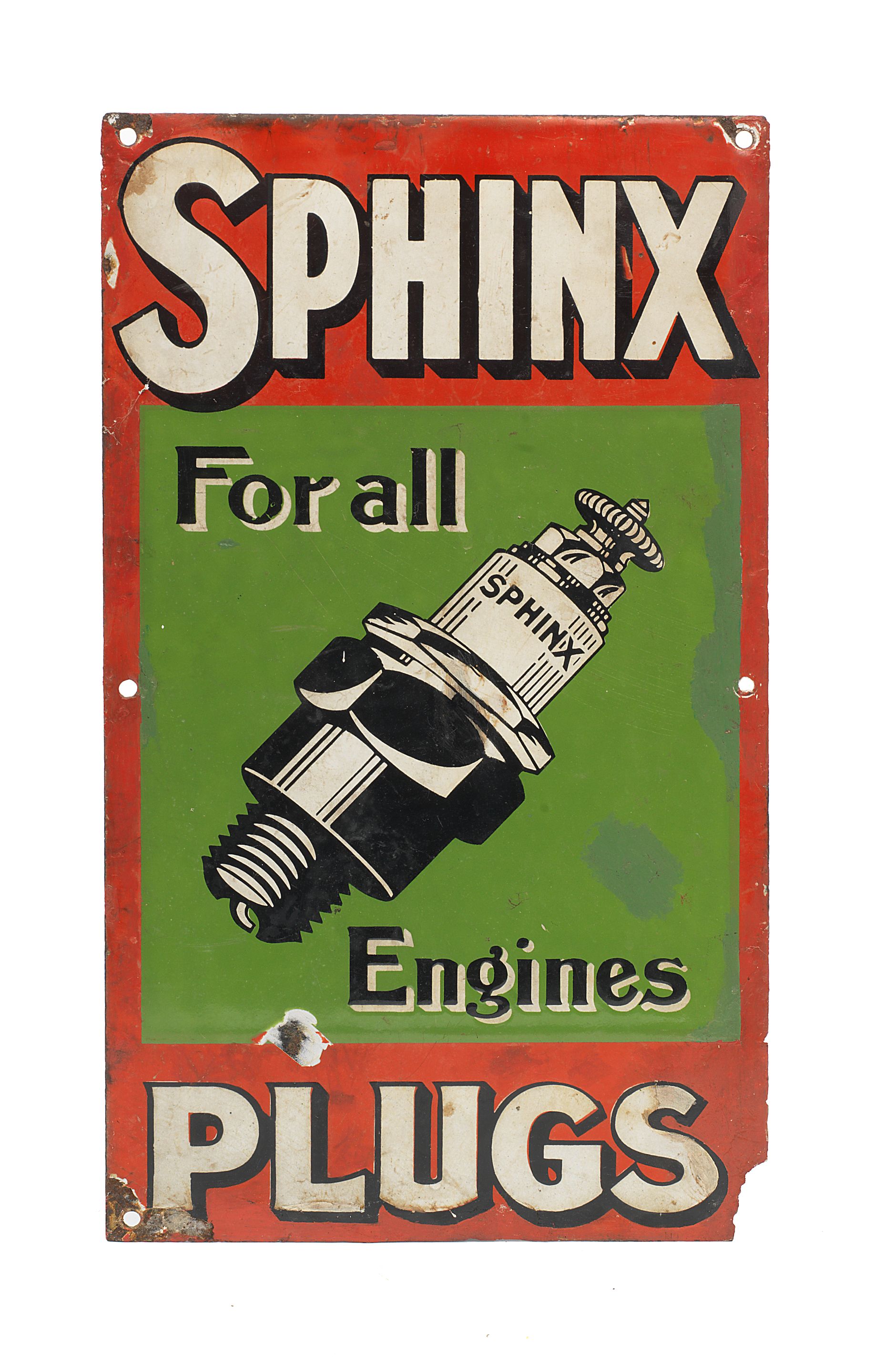 Bonhams Cars : A Sphinx Spark Plugs enamel sign, ((5))