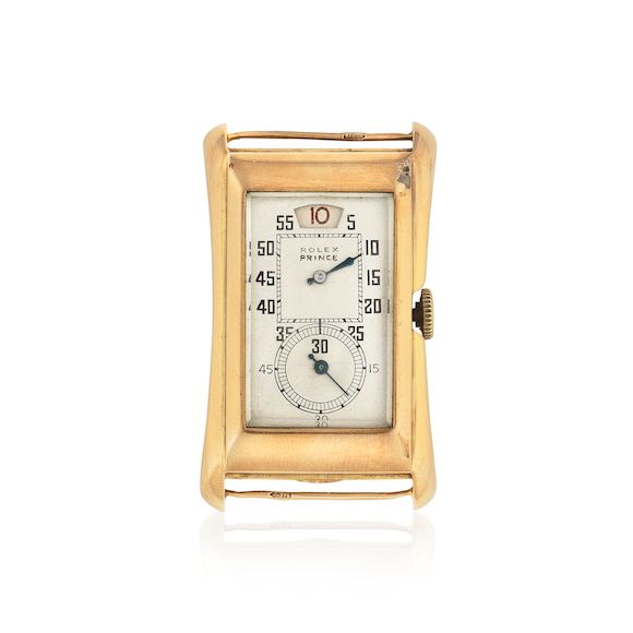 Bonhams : Rolex. A rare 9K gold manual wind jump hour wristwatch Prince ...