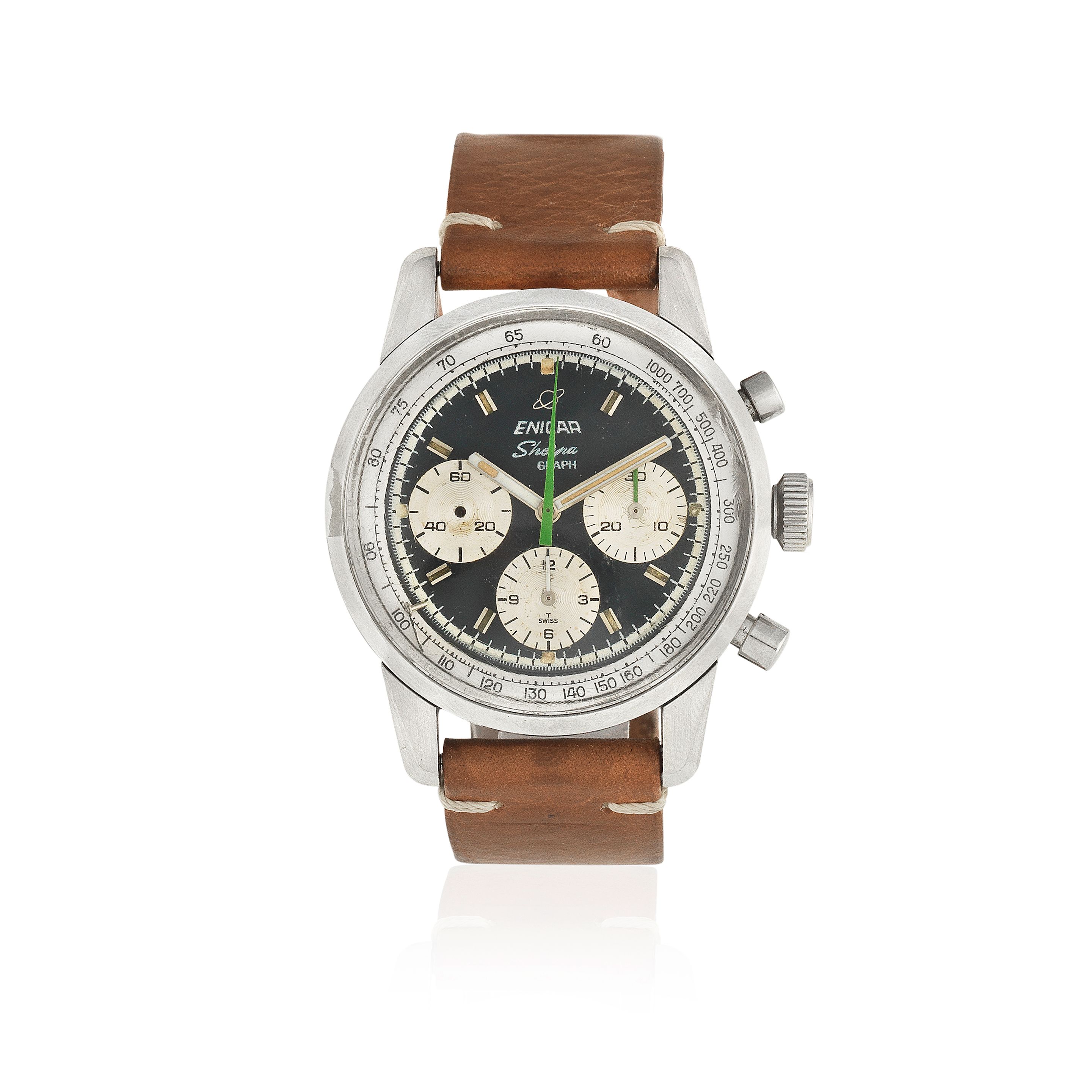 Bonhams : Enicar. A stainless steel manual wind chronograph wristwatch ...
