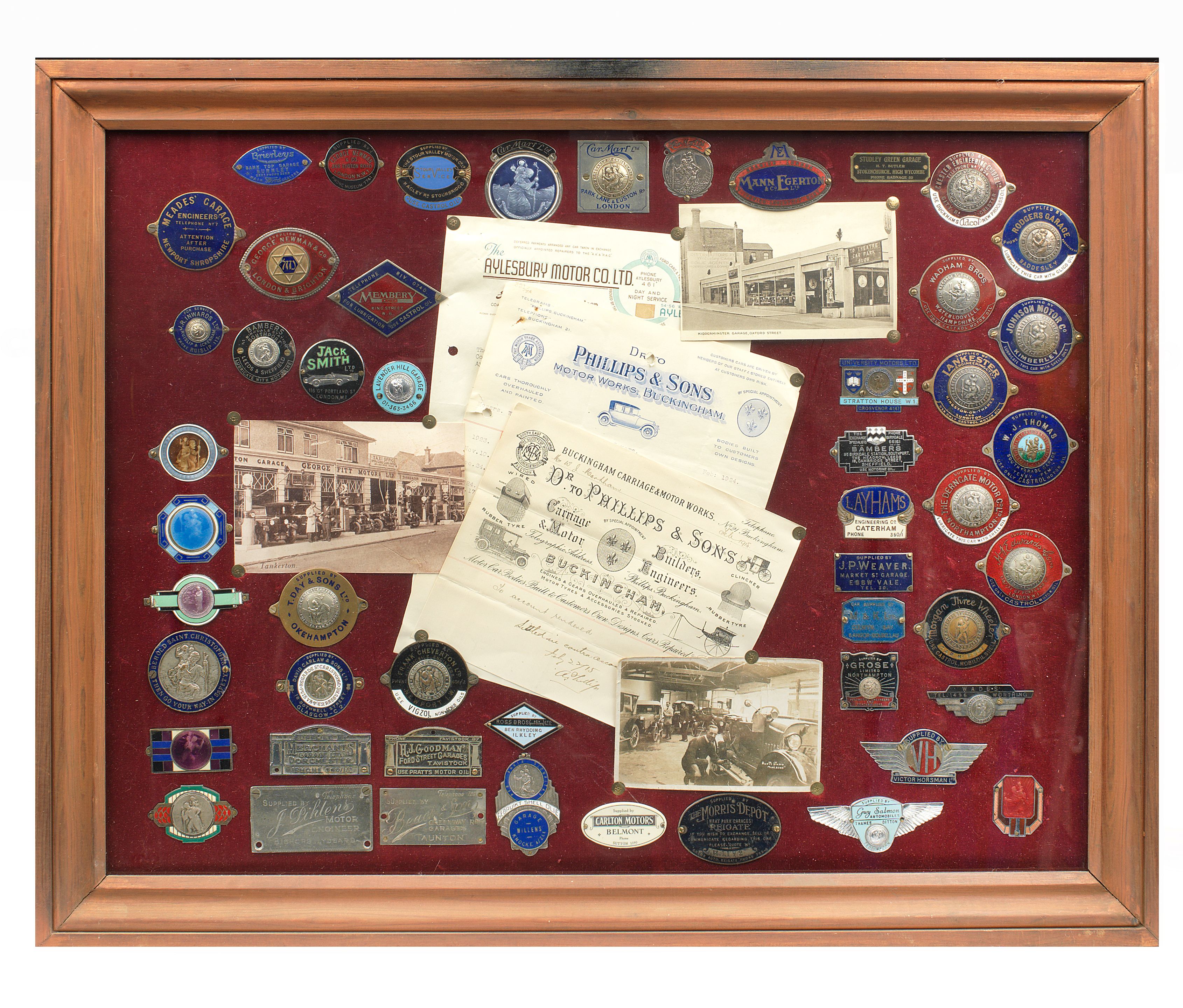 Bonhams Cars : A framed display of assorted enamelled dashboard and ...
