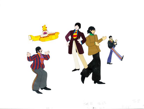 Bonhams : The Beatles: A multi-layered animation cel featuring all four ...