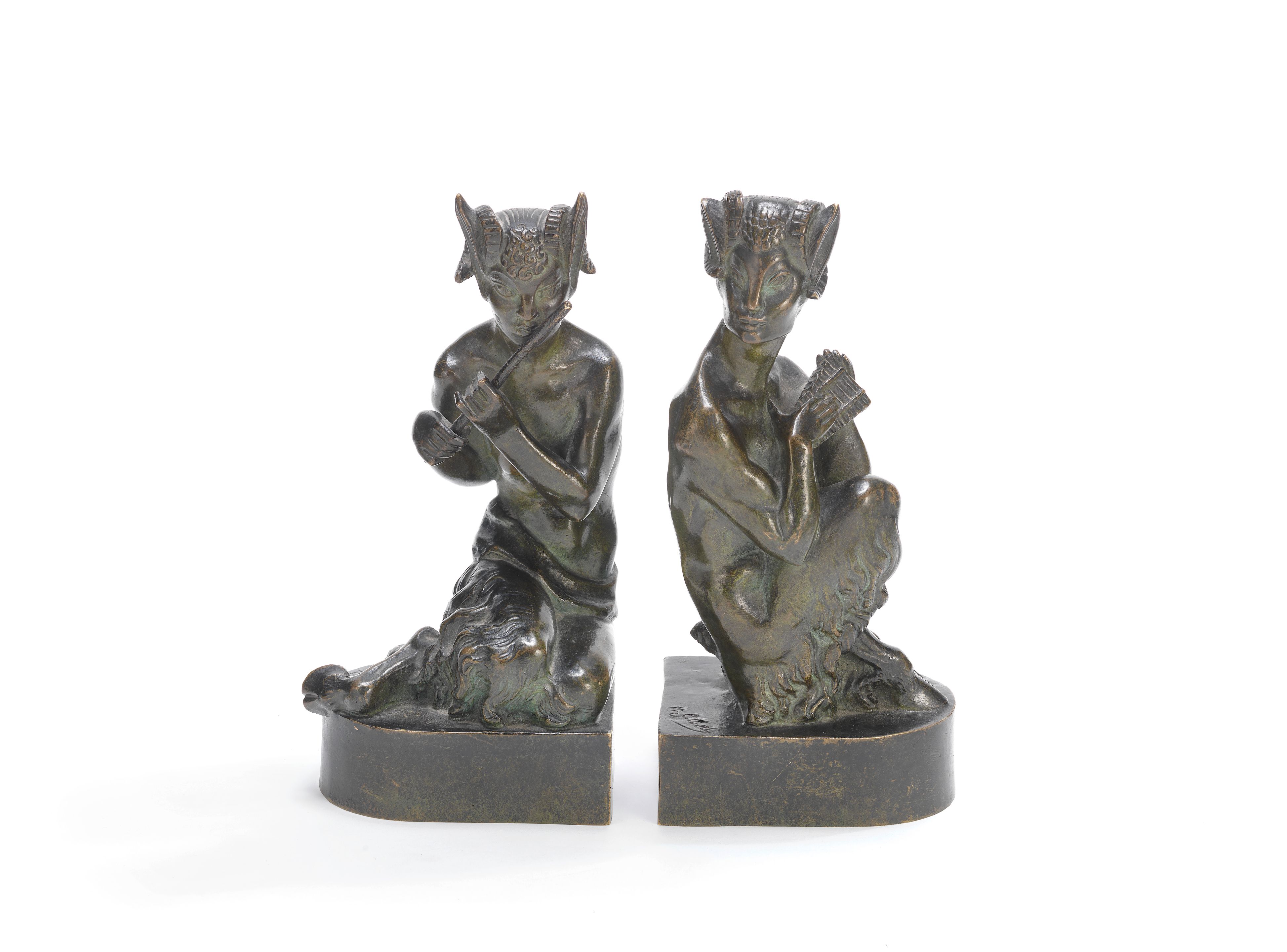 Bonhams : A Pair of Art Deco Patinated Bronze Bookends Cast from Models ...