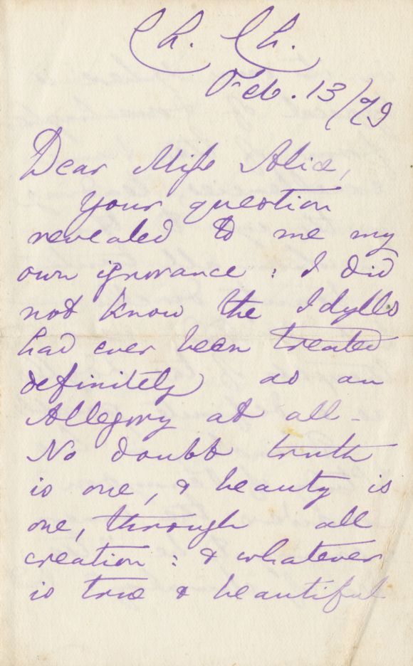 Bonhams : DODGSON (CHARLES LUTWIDGE, 'LEWIS CARROLL') Autograph letter ...