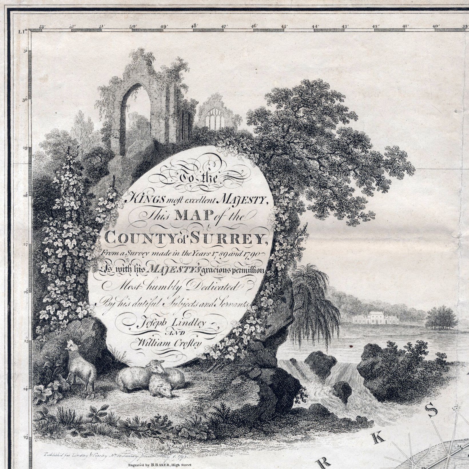 Bonhams : SURREY LINDLEY (JOSEPH) AND WILLIAM CROSSLEY. Map of the ...