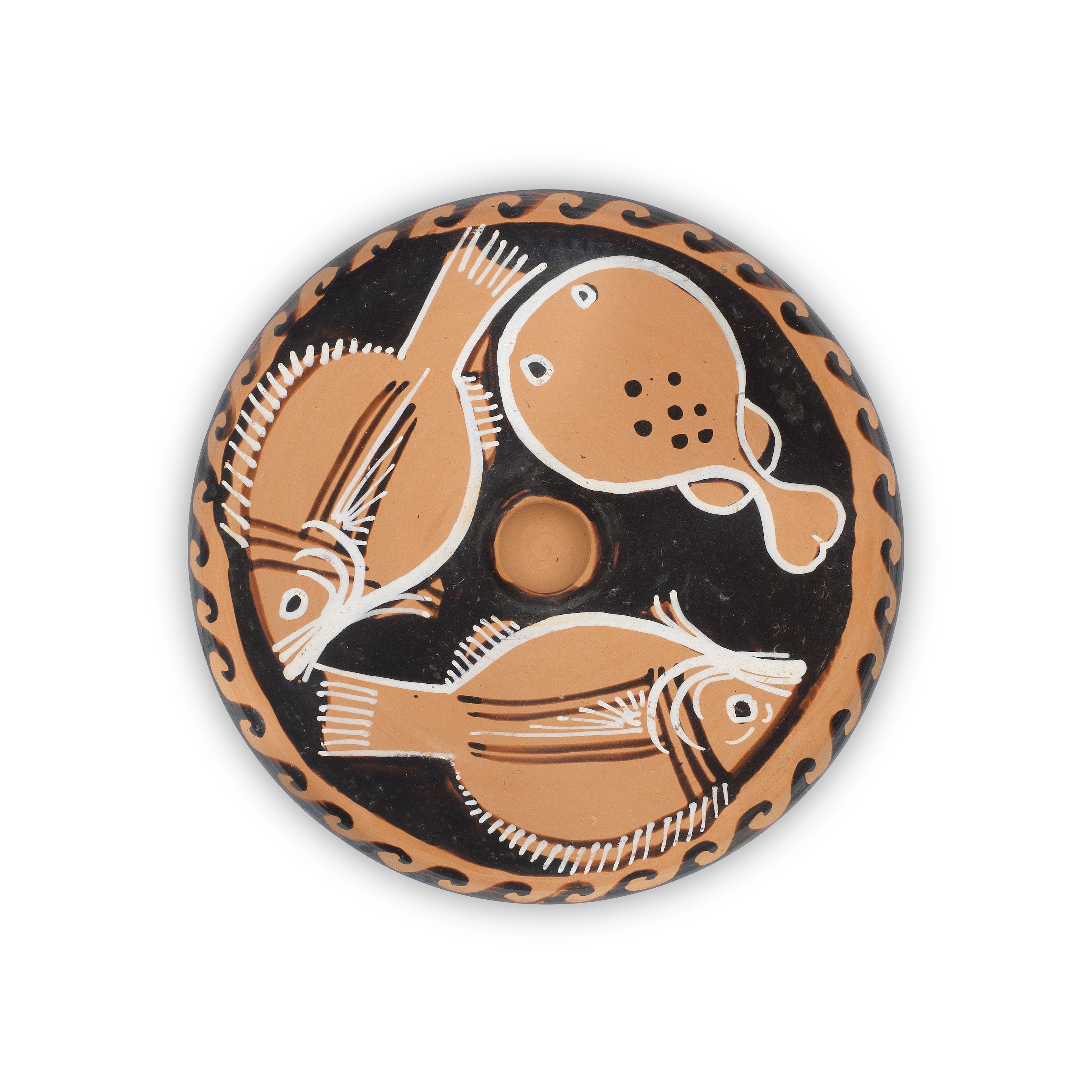 Bonhams : A Campanian red-figure fish plate