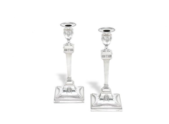 Bonhams : A pair of Edwardian silver candlesticks by Thomas A Scott ...
