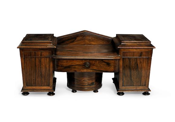 Bonhams : A William IV rosewood novelty miniature sideboard tea caddy