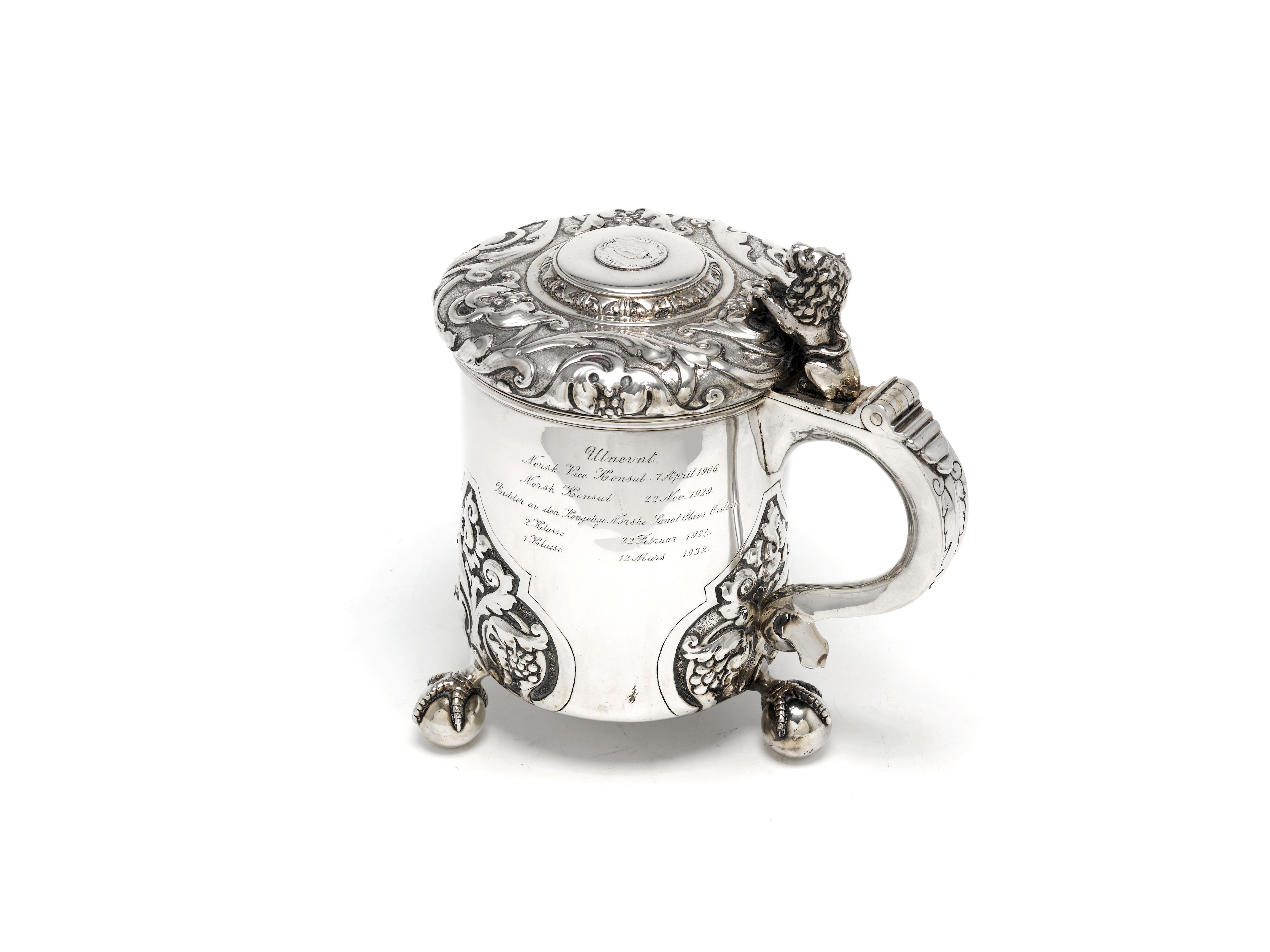 Bonhams : A Norwegian silver tankard by Thorvald Olsen, Bergen circa 1920