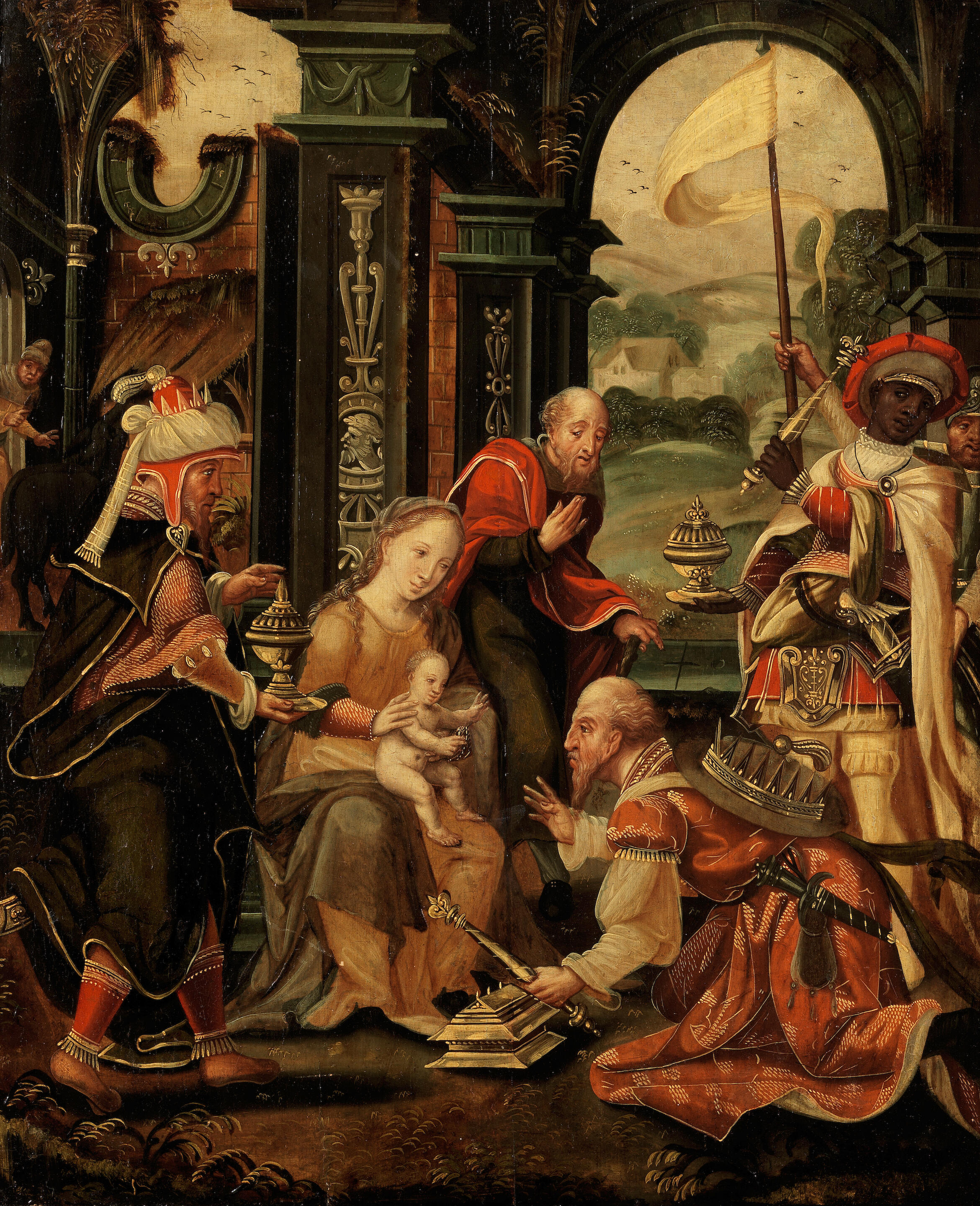 Bonhams : Circle of Pieter Coecke van Aelst (Aelst 1502-1550 Brussels) The Adoration of the Magi