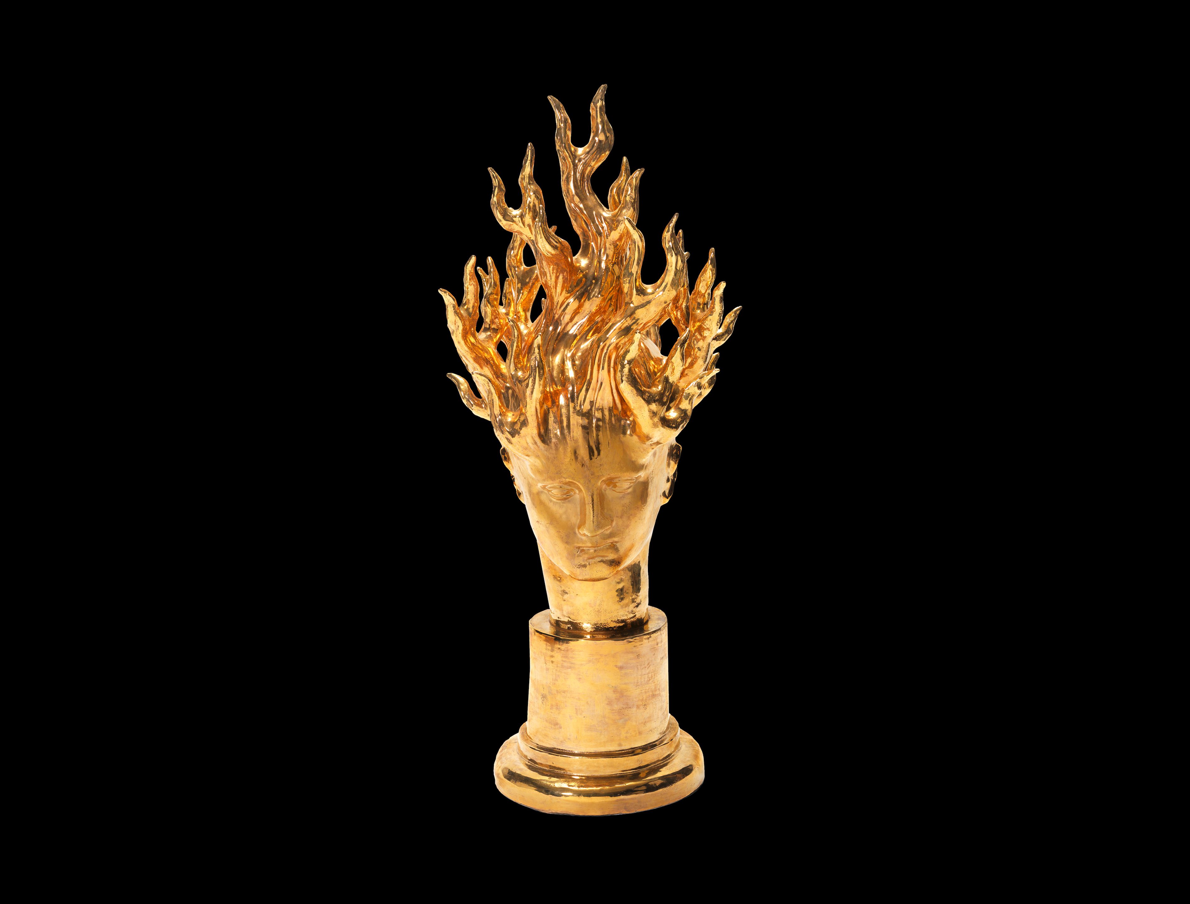 Bonhams : Oriel Harwood (British) 'Flame Head' A Large Bust, executed 2017