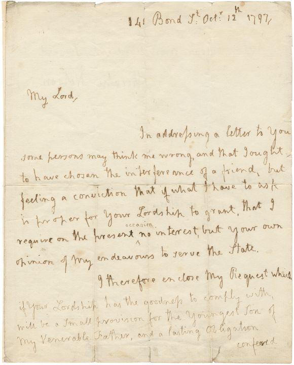 Bonhams : NELSON (HORATIO) Autograph letter signed ("Horatio Nelson ...