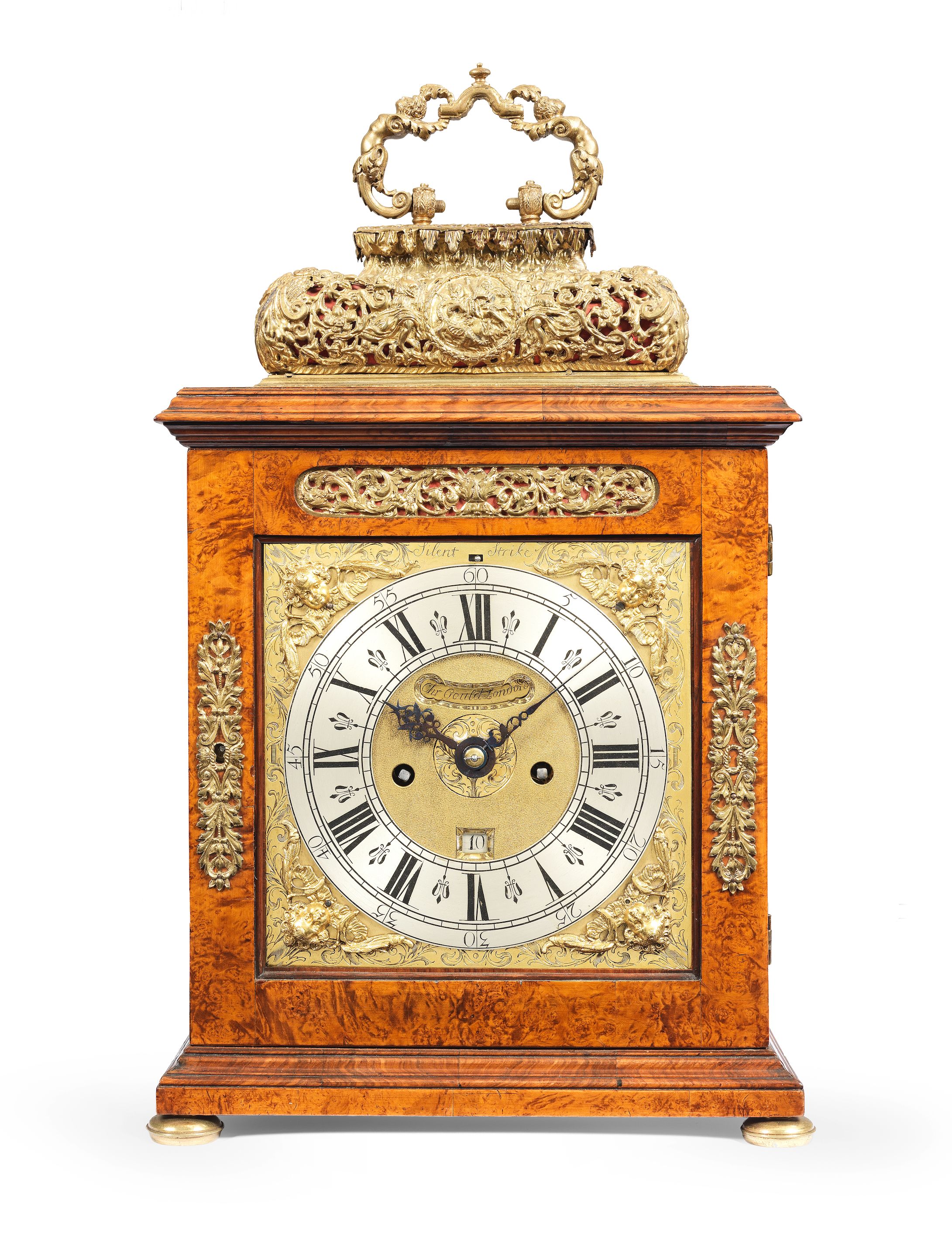 Bonhams : A late 17th century walnut veneered quarter repeating basket ...