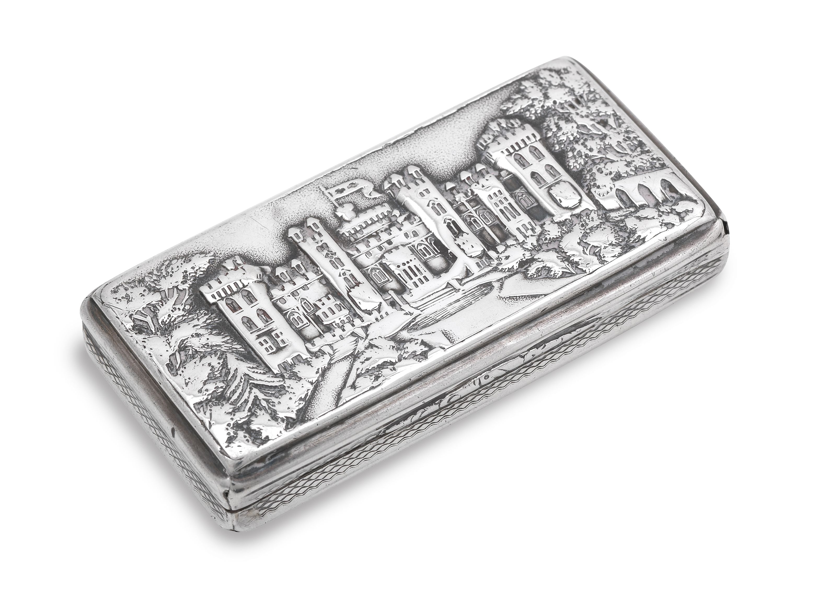 Bonhams : An early Victorian silver 'castle-top' snuff box by Nathaniel ...