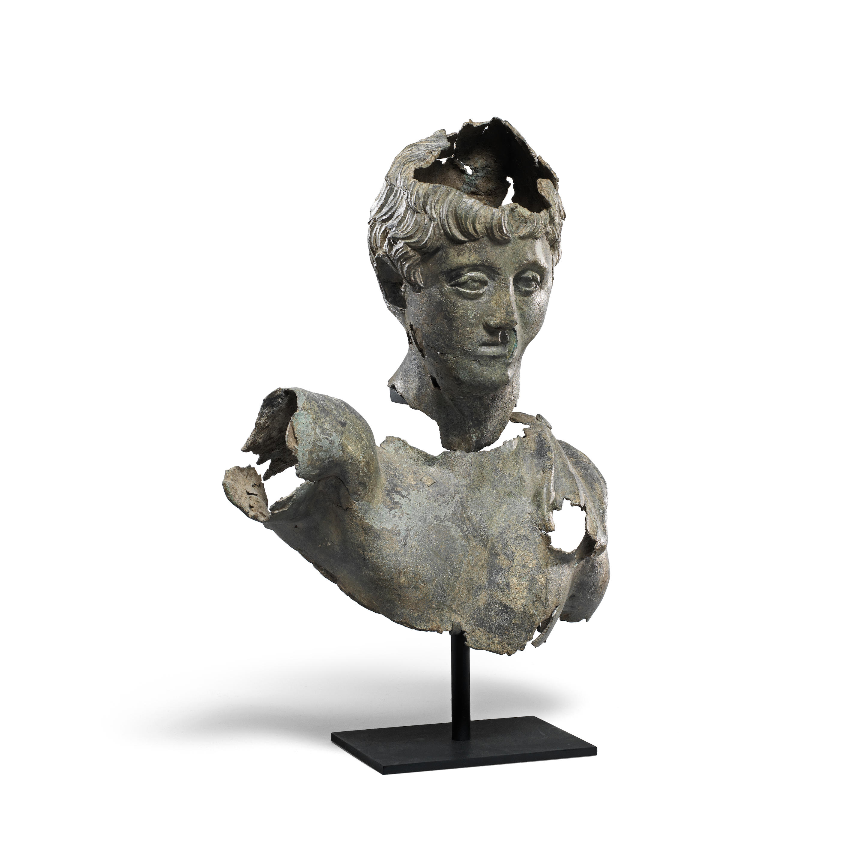 Bonhams A Roman Bronze Fragmentary Bust Of A Young Man