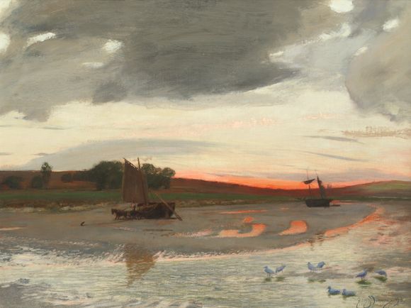 Bonhams : Sir David Murray (Scottish, 1849-1933) Estuary at sunset