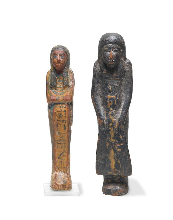 Bonhams : An Egyptian polychrome painted wood shabti and an Egyptian ...
