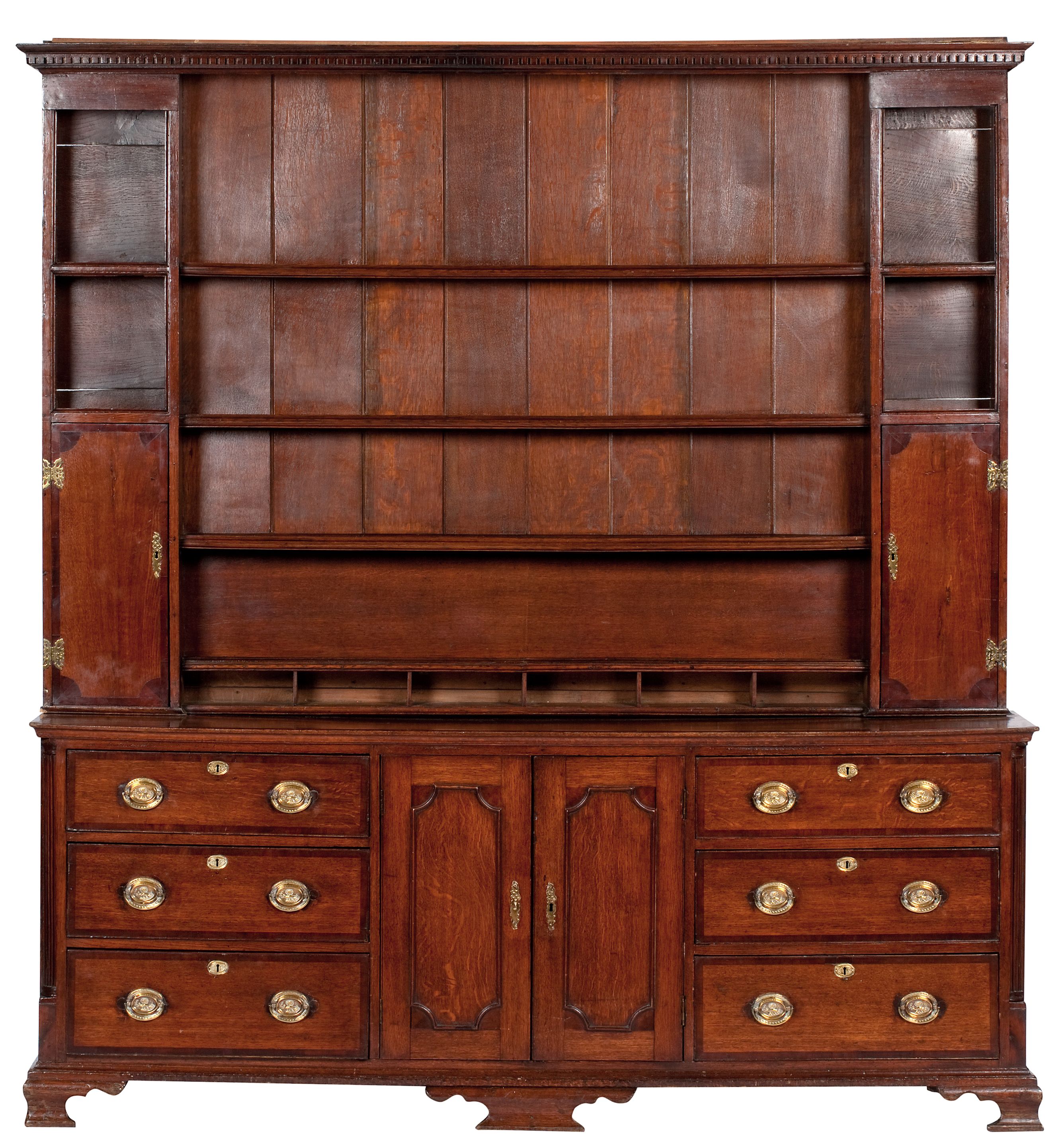 Bonhams : A 19th century oak and mahogany crossbanded Welsh dresser