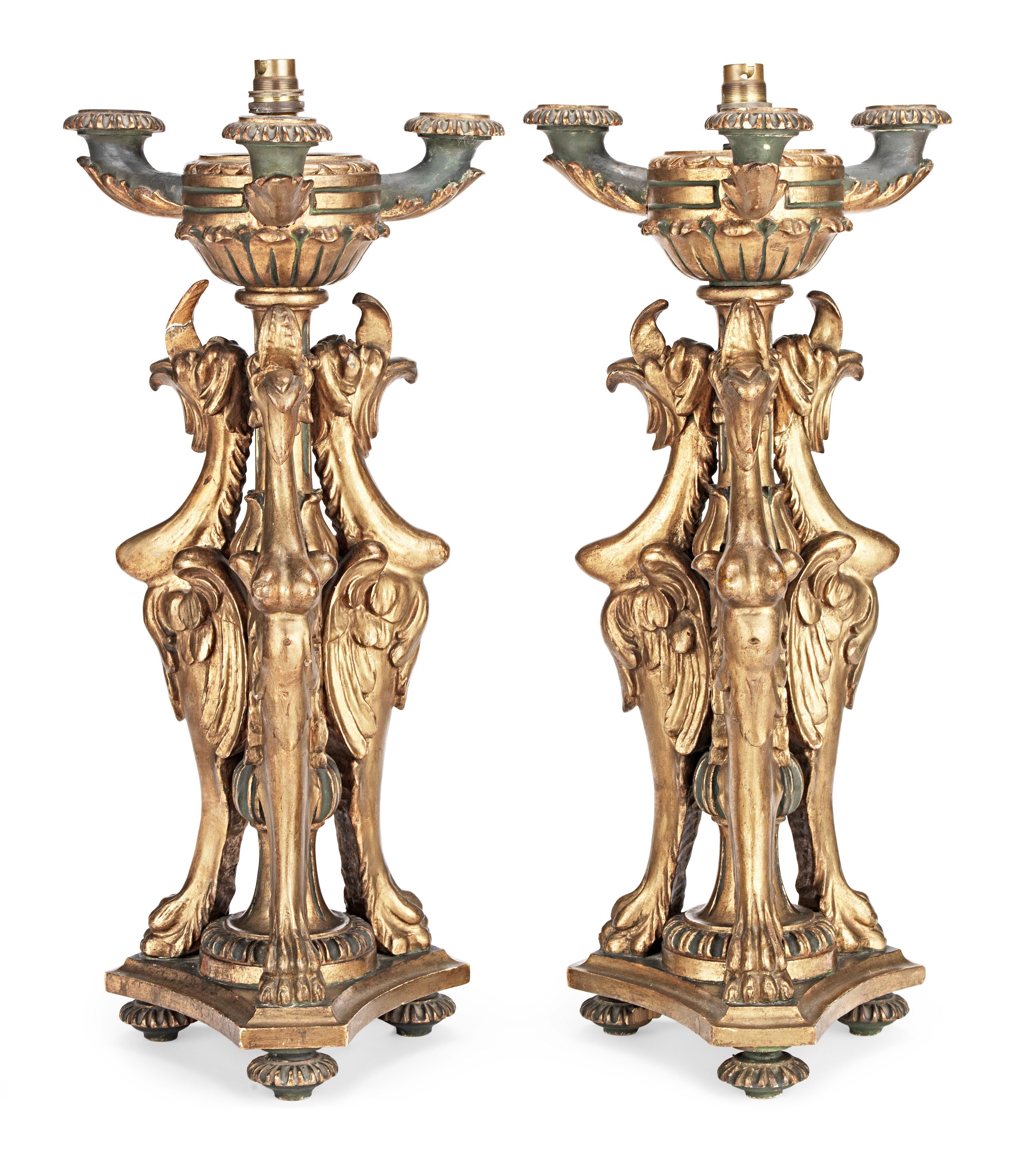 Bonhams : A pair of early 20th century Italian green painted and parcel ...